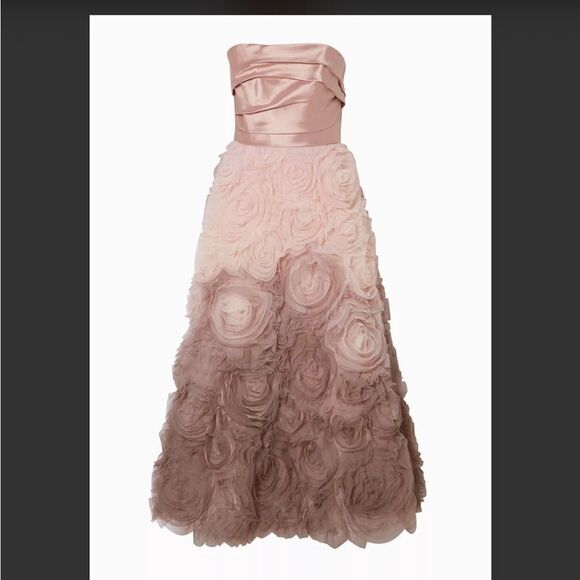 Marchesa | Dresses | Marchesa Notte Ombre Pink Strapless Gown Tulle ...